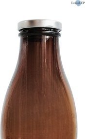 Skleněná láhev na mléko 1 000 ml hnědá se stříbrným víčkem JOTA