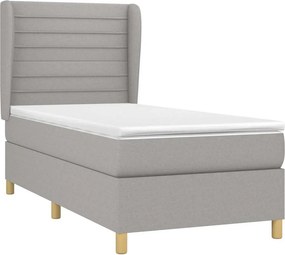 Box spring postel s matrací světle šedý 100 x 200 cm textil 3128581