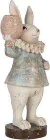 Dekorace figurka svícen králík v modrém kabátku - 11*10*29 cm