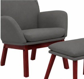 relaxační křeslo, s podnožkou, odpočinkové, masivní kaučukovník/kov/textil, 95x76x71 cm, nohy tmavé/světle šedá, Dekorino KR20260084