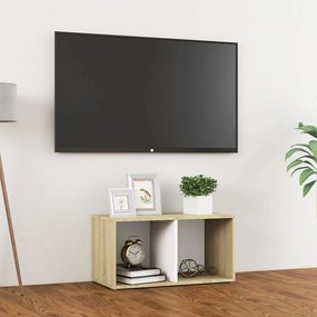 vidaXL TV stolek bílý a dub sonoma 72 x 35 x 36,5 cm dřevotříska