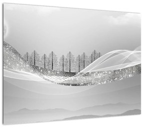Skleněný obraz - Stříbrná krajina (70x50 cm)