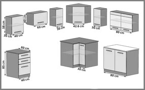 Kuchyňská linka rohová 190 x 170 cm Ankara