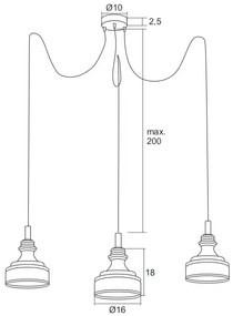 Argon 1354 - LED Lustr na lanku TULUZA 3xLED/5W/230V