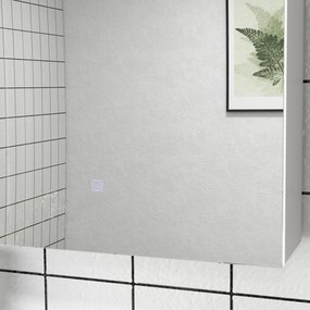 Kleankin nástěnná zrcadlová skříňka s LED osvětlením pro koupelnu 2-v-1, rozměry 90D x 15Š x 70V cm