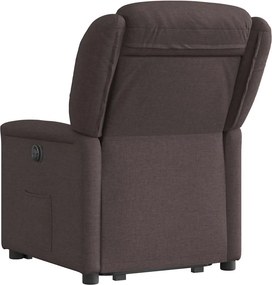 Zvedací polohovací křeslo tmavě hnědé textil 3303199