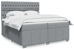 Box spring postel s matrací světle šedá 200 x 200 cm textil 3294082
