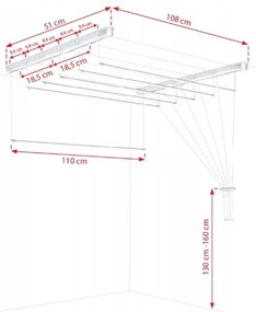 Erga Erga, stropní věšák na sušení prádla 6x110 cm, bílé, ERG-SEP-10SUSSUF6PP11