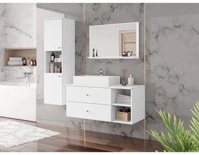 Koupelnový nábytek Kiegi II, Barva: biały mat / biały mat + marmur bianco, Sifon k umyvadlu: ne, Umyvadlo: ano