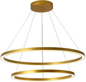 Led světlo immax neo fino smart závěsné svítidlo 2 kruhy, 60+80cm, 93w zlaté, zigbee 3.0