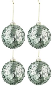 Set čtyř skleněných zelených vánočních ozdob J-Line Grien 10,5 cm