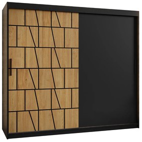 Šatní skříň Lima | 200 cm | černá/jasan