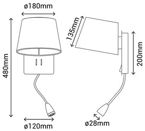 Nástěnné svítidlo v bílo-bronzové barvě – SULION