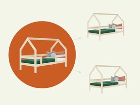 Benlemi Domečková postel SAFE 3v1 se zábranou 90x200 cm + matrace ADAPTIC Zvolte barvu: Transparentní vosková lazura matná, Zvolte zábranu: Se dvěma zábranami