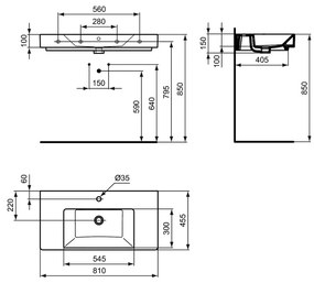 Ideal Standard Strada - Nábytkové umyvadlo 81 x 45,5 cm (glazovaná spodní strana), bílá K081001