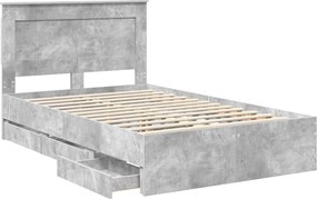 Rám postele s čelo Betonově šedá 135 x 190 cm Inženýrské dřevo 3410184