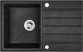 Laveo Margarita, 1-komorový granitový dřez 790x490x230 mm, černá, LAV-SBM_711T