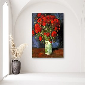 Obraz na plátně Váza s červenými máky Van Gogh - 70x100 cm