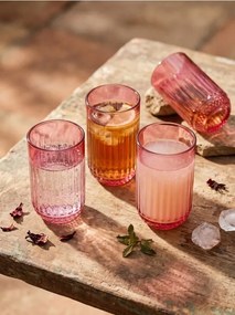 Sinsay - Sada žebrovaných sklenic 4 pack - sytě růžová