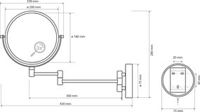 Sapho, X-ROUND BLACK závěsné kosmetické zrcátko průměr 190mm, černá, XR006B