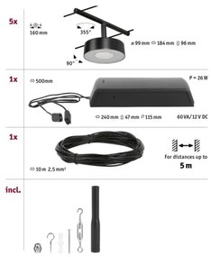 Paulmann 94479 - SADA 5xLED/5W Bodové svítidlo CIRCLE 230V černá