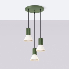 Sollux Lighting Závěsná lampa ESTRIA 3P béžová/olivově zelená
