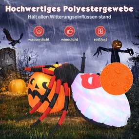 Costway Nafukovací halloweenský pavouk s dýní a rotujícími LED světly Dekorace