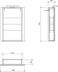 Sapho Sapho, GRETA galerka s LED osvětlením, 50x70x14cm, černá mat, GR055-0035