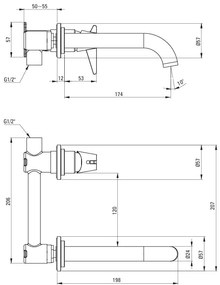 Deante Temisto, podomítková umyvadlová baterie, mosazná, DEA-BQT_M54L