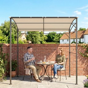 Outsunny altán na grilování Zahradní altán se stříškou na grilování odolnou proti UV záření, ocelový rám a háčky, polyester, béžová barva, 215x150x22…