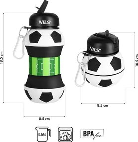 NC4104 FOTBAL SILIKONOVÁ SKLÁDACÍ LÁHEV 550ML NILS CAMP