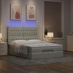 Osmanský rám postele s matracemi světle šedá 140x200cm samet 3314396