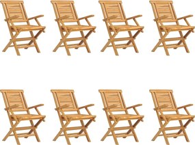 vidaXL Skládací zahradní židle 8 ks 56x63x90 cm masivní teakové dřevo [3155051]