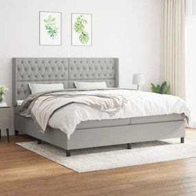 Box spring postel s matrací světle šedá 200 x 200 cm textil 3131697