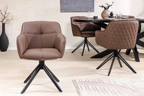 Designová otočná židle Natasha hnědá kůže