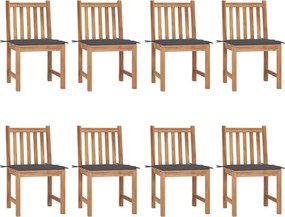 vidaXL Zahradní židle s poduškami 8 ks masivní teak [3073143] Barva: Vzor červená kostka