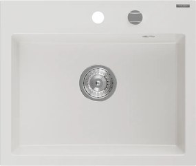 Mexen Oscar, 1-komorový granitový dřez 580x490x205 mm, bílá, 6519581000-20
