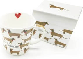 Porcelánový hrnek It’s a long story, 400 ml – hrnek s jezevčíky pro pejskaře