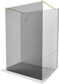 Mexen Kioto, sprchová zástěna Walk-In 130 x 200 cm, 8mm šedé sklo, zlatý matný profil, 800-130-002-55-40