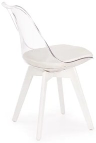 Halmar Jídelní židle K245, bílá/průhledná