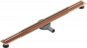 Mexen Flat nerezový sprchový žlab s rotačním 360° sifonem 100 cm, vzor SLIM, růžovo-zlatá, 1641100