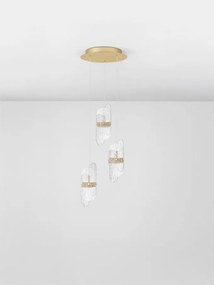 Kovové LED stmívatelné závěsné svítidlo v mosazné barvě se skleněným stínidlem ø 32 cm Lucien – Nova Luce
