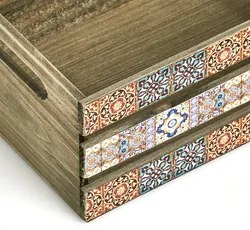 Dřevěná bedýnka 32x22cm Zeller s dekorem mozaika