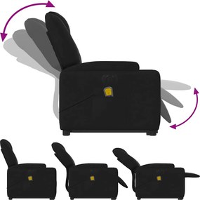 Elektrické zvedací masážní polohovací křeslo černé textil 3204406