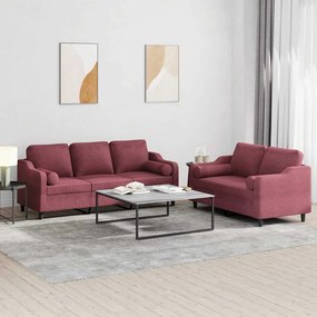2dílná sedací souprava s polštáři vínová textil 3201856