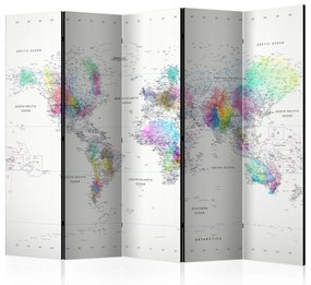 Paraván - Room divider - White-barevné world map