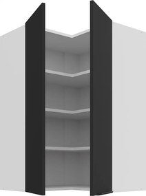 ARIA bc | horní kuchyňská skříňka 60x60 GN-90 2F (90°) rohová s policemi | VYSOKÁ | 60x60 cm | bílá/černá
