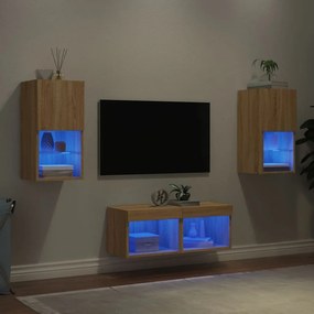 4dílná obývací stěna s LED osvětlením dub sonoma 3216571
