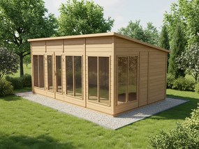 nejzahradnidomek.cz - Dřevěný domek PAMPA DE LUXE s pultovou střechou, farba natur, (3,2 × 5,2 m), R_PAMPA_DELUXE
