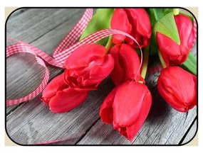 Prostírání  na korku - Tulipány červené